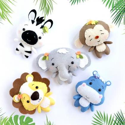 Hippo Pdf Pattern, Jungle Safari Baby Animal Toy Sewing Tutorial, African Wild Animal, Felt Baby ...