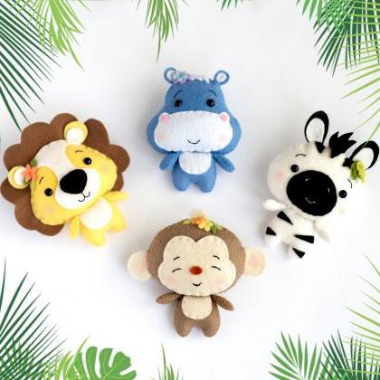 Hippo Pdf Pattern, Jungle Safari Baby Animal Toy Sewing Tutorial, African Wild Animal, Felt Baby ...