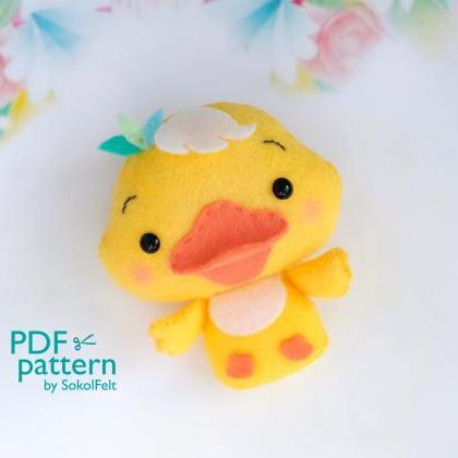 Felt Baby Duck Toy Sewing Pdf Pattern, Cute Farm Animal, Felt Duckling ...