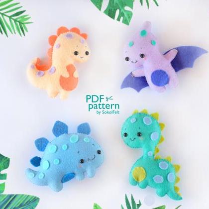 Felt Brontosaurus Dinosaur Sewing Pdf Pattern, Cute Dino Toy Sewing ...