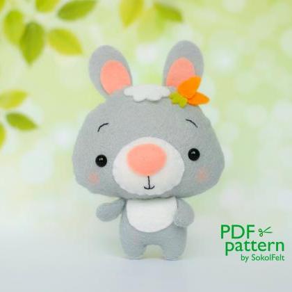 Bunny Pdf Pattern, Felt Woodland Animal Plush Toy Sewing Tutorial, Baby ...