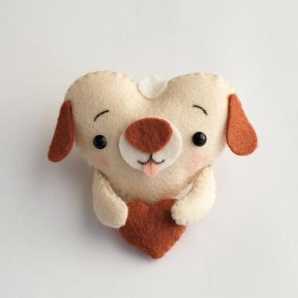 Felt Baby Puppy Toy Sewing Pdf Pattern, Heart Shaped Animal Ornament ...