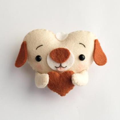 Felt Baby Puppy Toy Sewing Pdf Pattern, Heart Shaped Animal Ornament ...