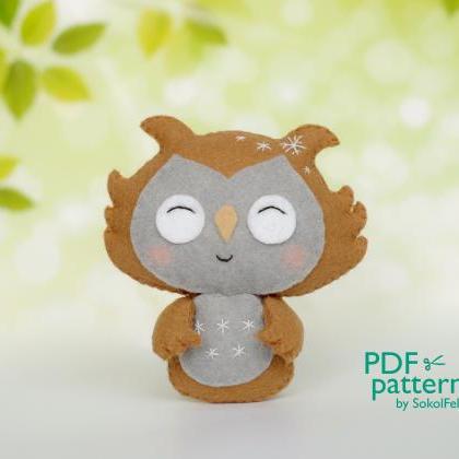 Felt Owl Toy Sewing Pdf Pattern, Felt Bird Ornament, Felt Woodland ...