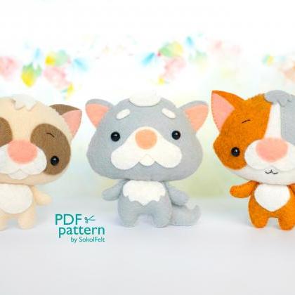 Felt Calico Cat Toy Sewing Pdf Pattern, Tricolor Kitty Softie Diy ...