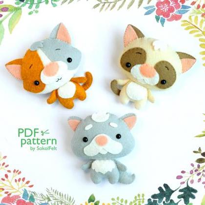 Felt Calico Cat Toy Sewing Pdf Pattern, Tricolor Kitty Softie Diy ...