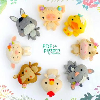 Felt Baby Donkey Toy Sewing Pdf And Svg Patterns, Cute Farm Animal ...