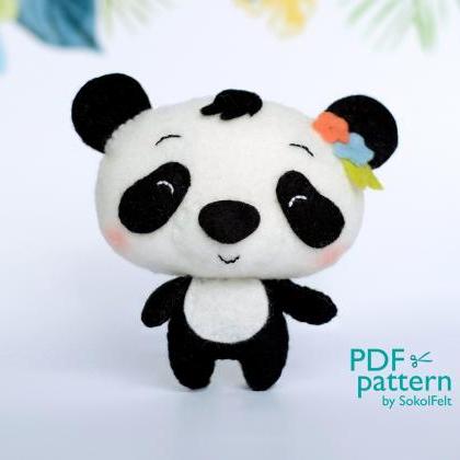 Panda Felt Toy Pdf And Svg Pattern, Felt Woodland Animal Plush Toy ...