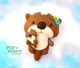 Felt Otter With Baby PDF And SVG Sewing PDF Pattern, Mother's Day Gift ...