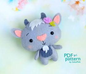 Felt Baby Goat Toy Sewing Pdf Pattern, Cute Farm Animal, Felt Kid ...