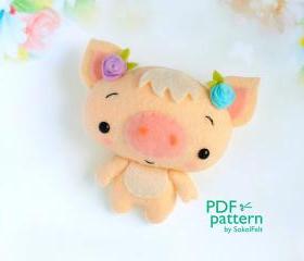 Felt Baby Pig Toy Sewing Pdf Pattern, Cute Farm Animal, Felt Piglet ...