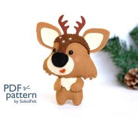 Felt Reindeer Toy Sewing Pdf Pattern, Felt Reindeer Ornament, Felt ...