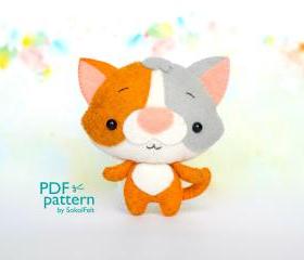 Felt Calico Cat Toy Sewing Pdf Pattern, Tricolor Kitty Softie Diy ...