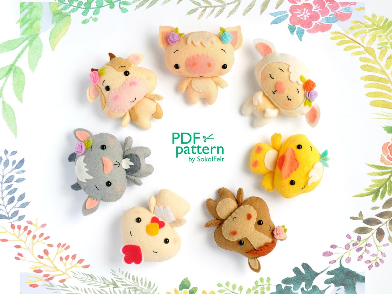 Felt Baby Cow Toy Sewing Pdf Pattern, Cute Farm Animal, Felt Calf ...