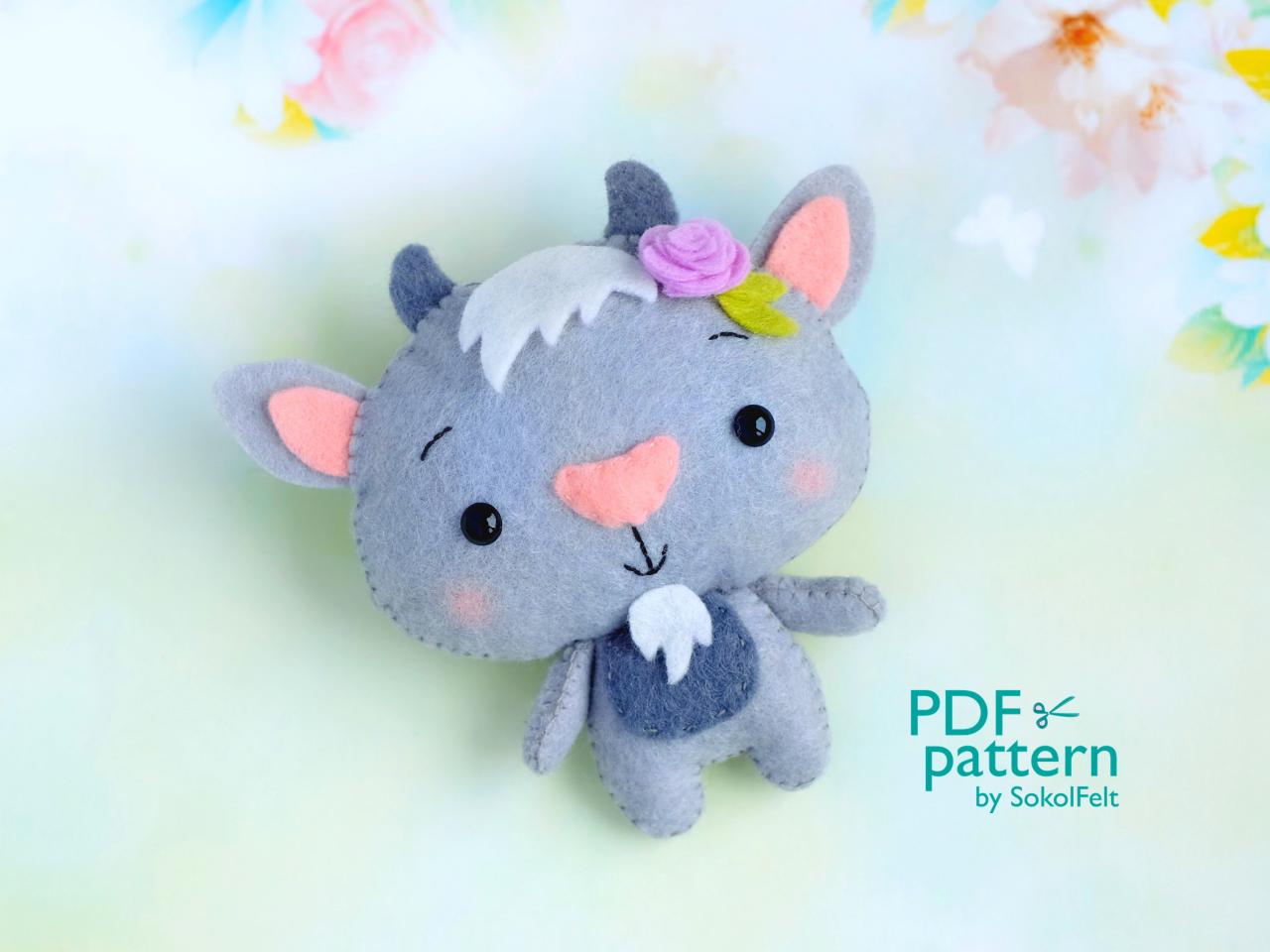 Felt Baby Goat Toy Sewing Pdf Pattern, Cute Farm Animal, Felt Kid ...
