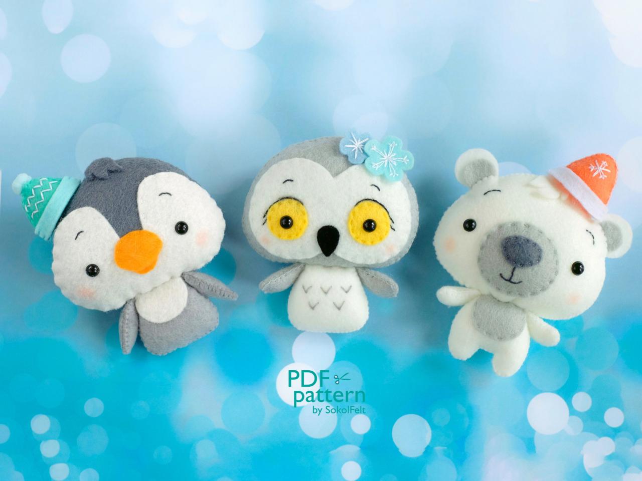 Set Of 5 Christmas Animal Toy Pdf And Svg Patterns, Winter Polar ...