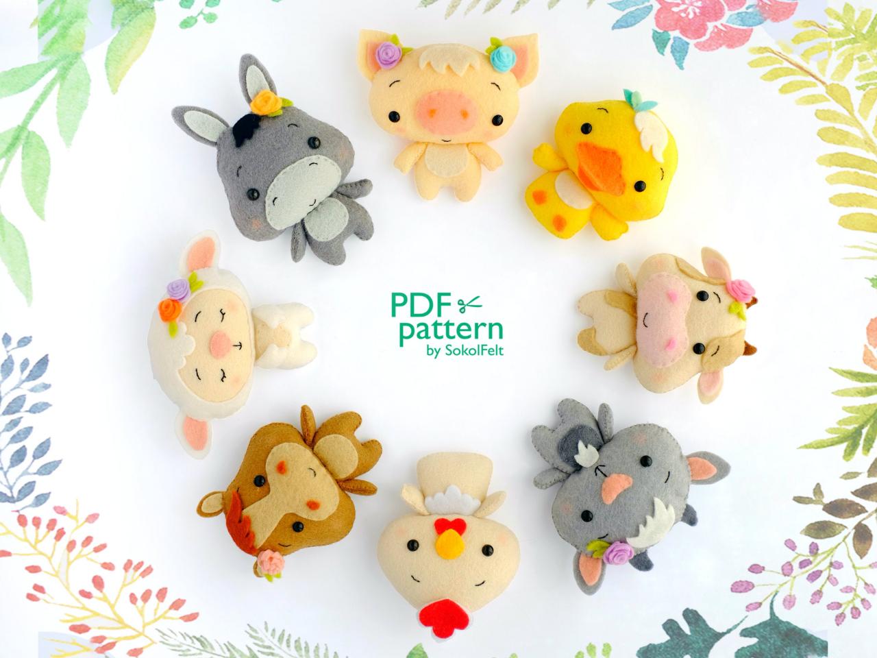 Felt Baby Donkey Toy Sewing Pdf Pattern, Cute Farm Animal, Felt Burro ...