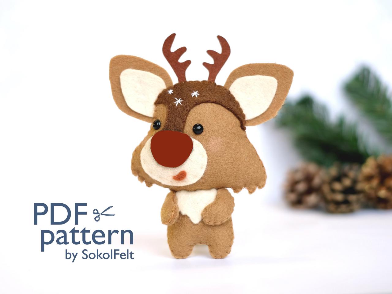 Felt Reindeer Toy Sewing Pdf Pattern, Felt Reindeer Ornament, Felt ...