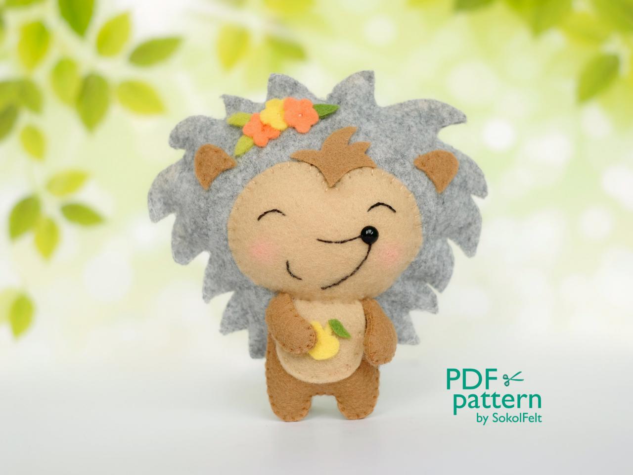 Felt Hedgehog Toy Sewing Pdf Pattern, Felt Woodland Animal Pattern ...
