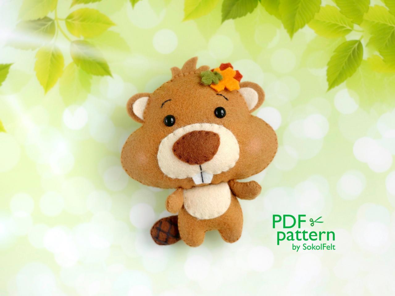 Beaver Pdf Pattern, Felt Woodland Animal Plush Toy Sewing Tutorial ...
