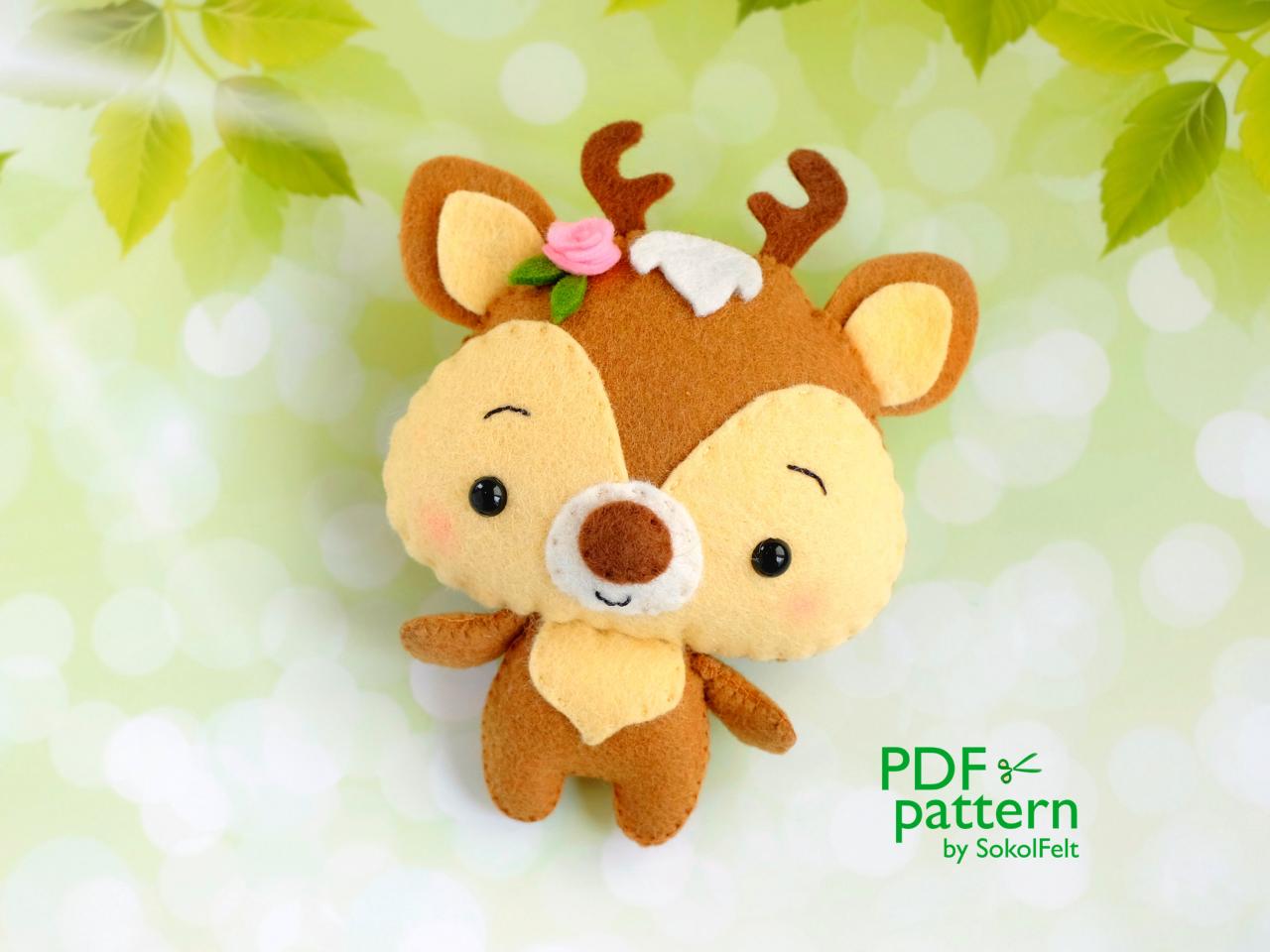 Deer Pdf Pattern, Felt Woodland Baby Animal Toy Sewing Tutorial, Baby ...