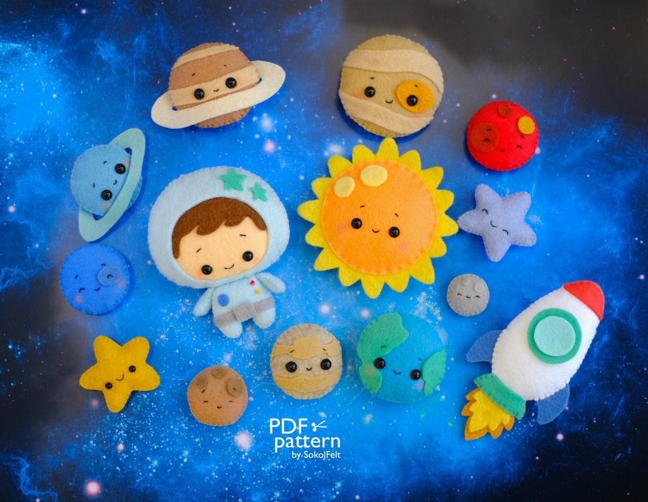 Set Of Felt Space Toy Pdf And Svg Patterns, Planets, Astronaut And ...
