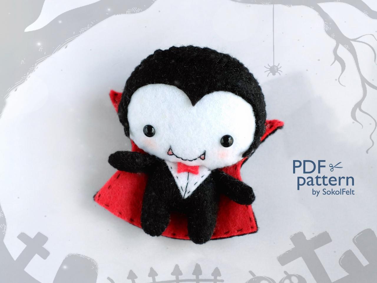 Dracula Felt Toy Sewing Pdf Pattern, Easy To Make Halloween Toy, Felt ...