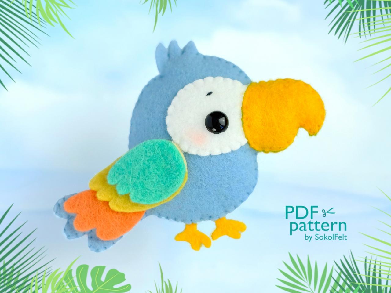 Cute Parrot Felt Toy Pdf And Svg Pattern, Plush Bird Toy Sewing ...