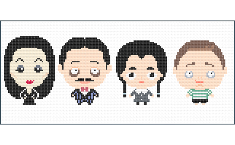 Addams Family Cross Stitch Patterns, Wednesday Addams, Set Of Halloween ...