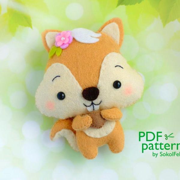 Squirrel Pdf Pattern, Felt Woodland Animal Plush Toy Sewing Tutorial ...