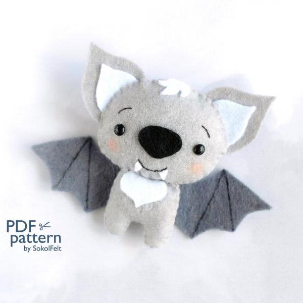 Felt Bat Toy Sewing Pdf Pattern, Diy Halloween Ornament, Felt Bat ...