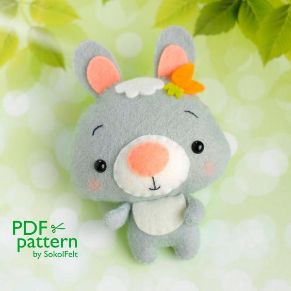 Bunny Pdf Pattern, Felt Woodland Animal Plush Toy Sewing Tutorial, Baby ...