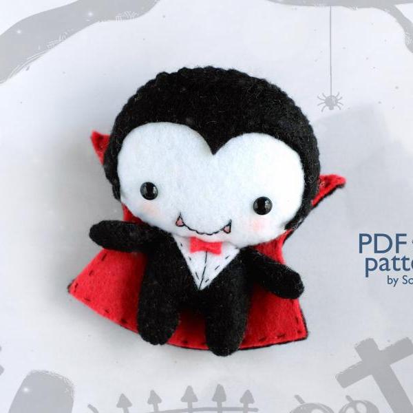 Felt Vampire Toy Sewing Pdf Pattern, Easy To Make Halloween Toy, Felt ...