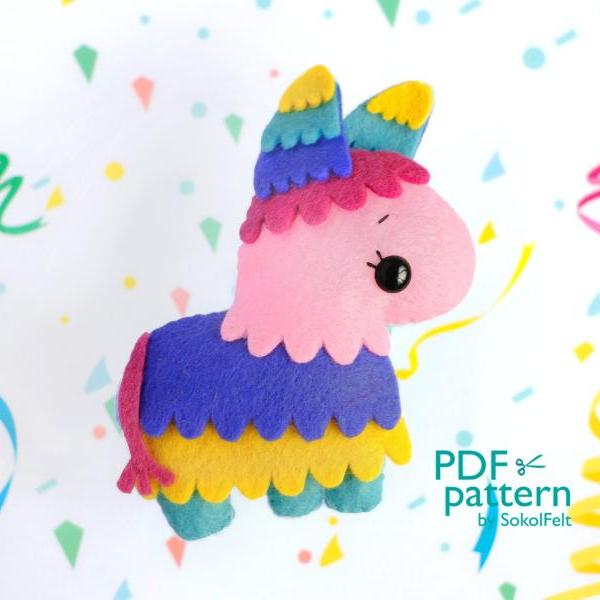 Cute Pinata Felt Toy Sewing Pdf And Svg Patterns, Llama Toy, Birthday ...