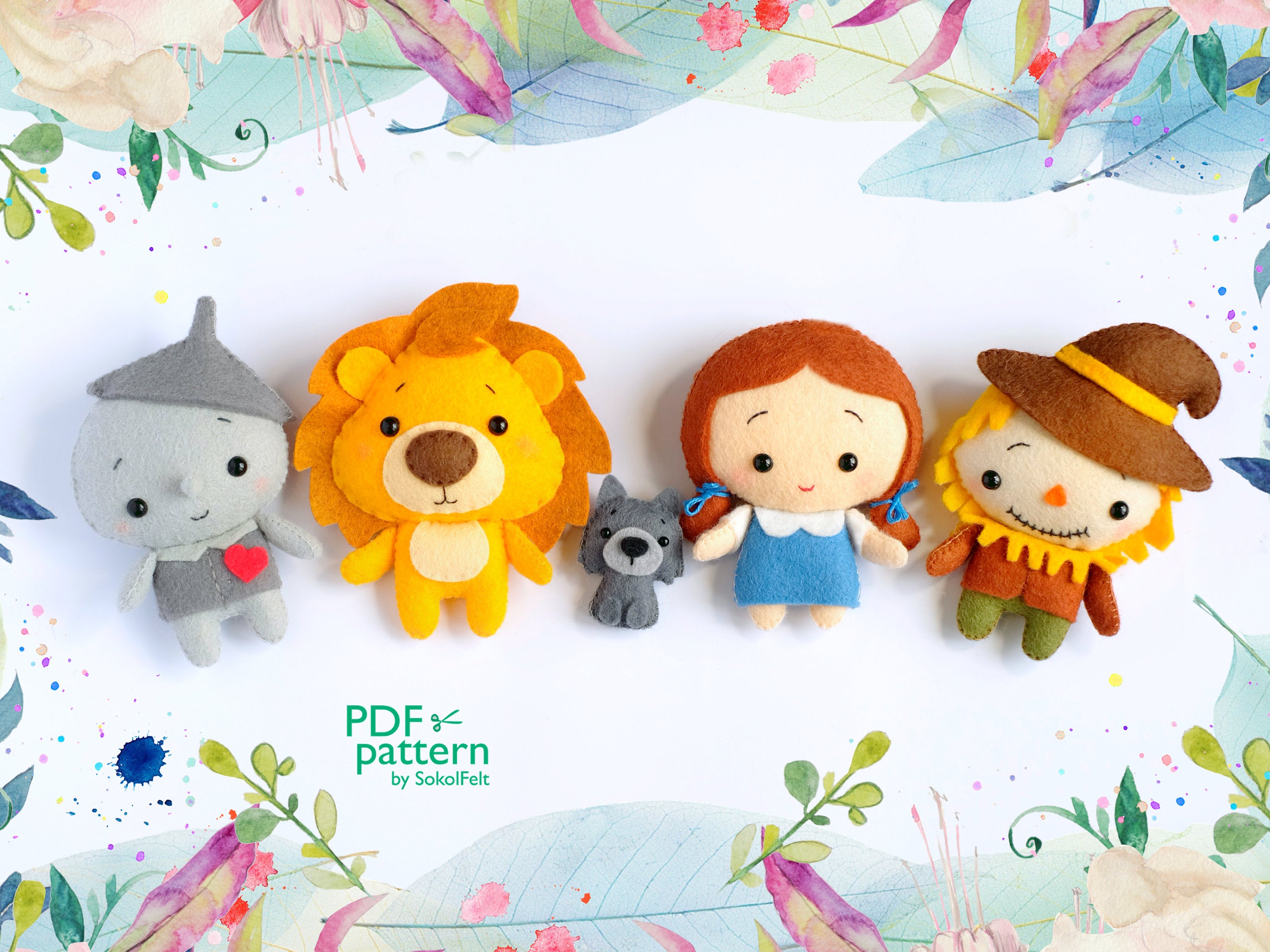 Felt Dorothy And Toto Toy Sewing Pdf Patterns, Wonderfull Wizard Of Oz ...