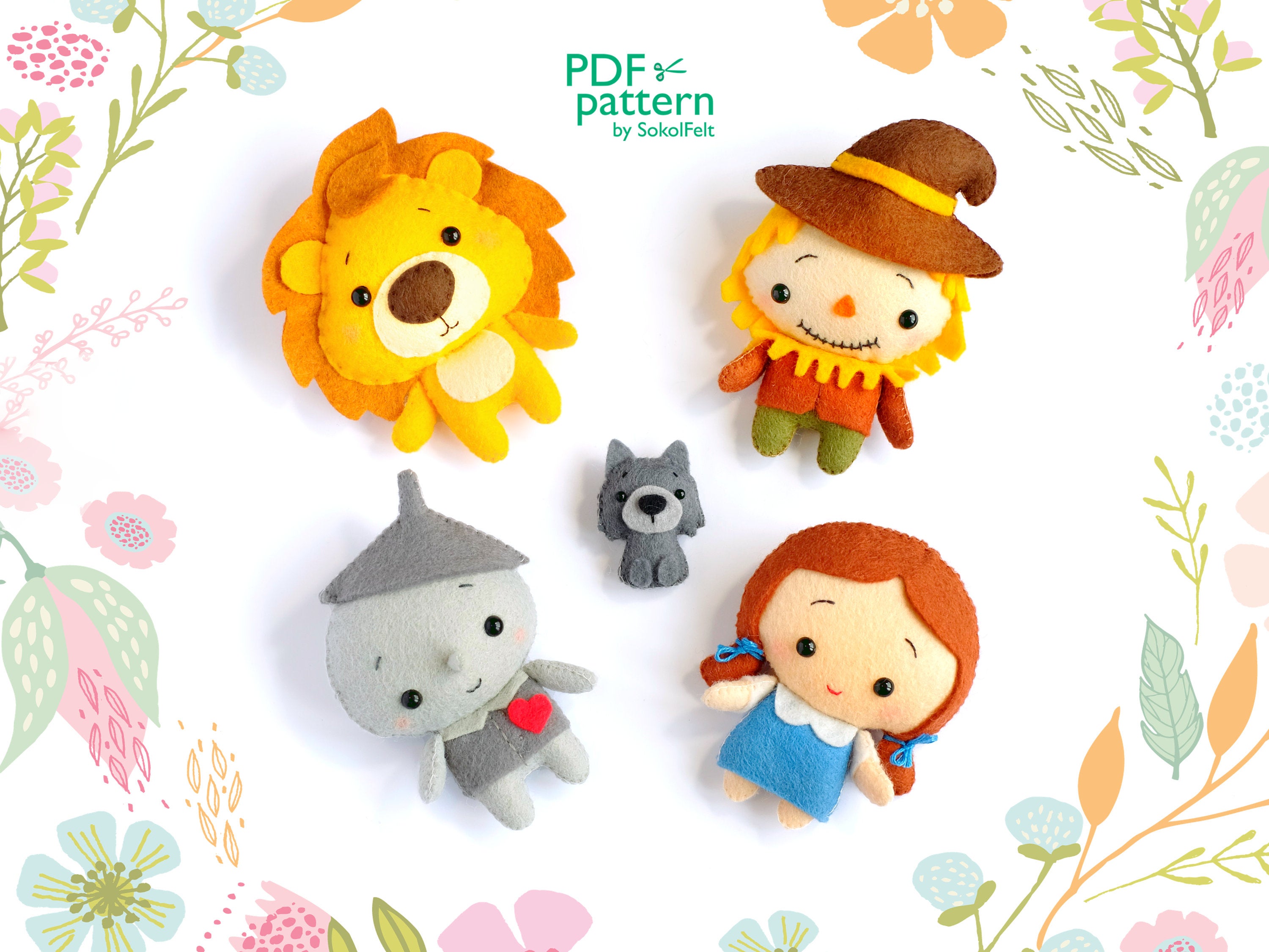 Felt Dorothy And Toto Toy Sewing Pdf Patterns, Wonderfull Wizard Of Oz ...