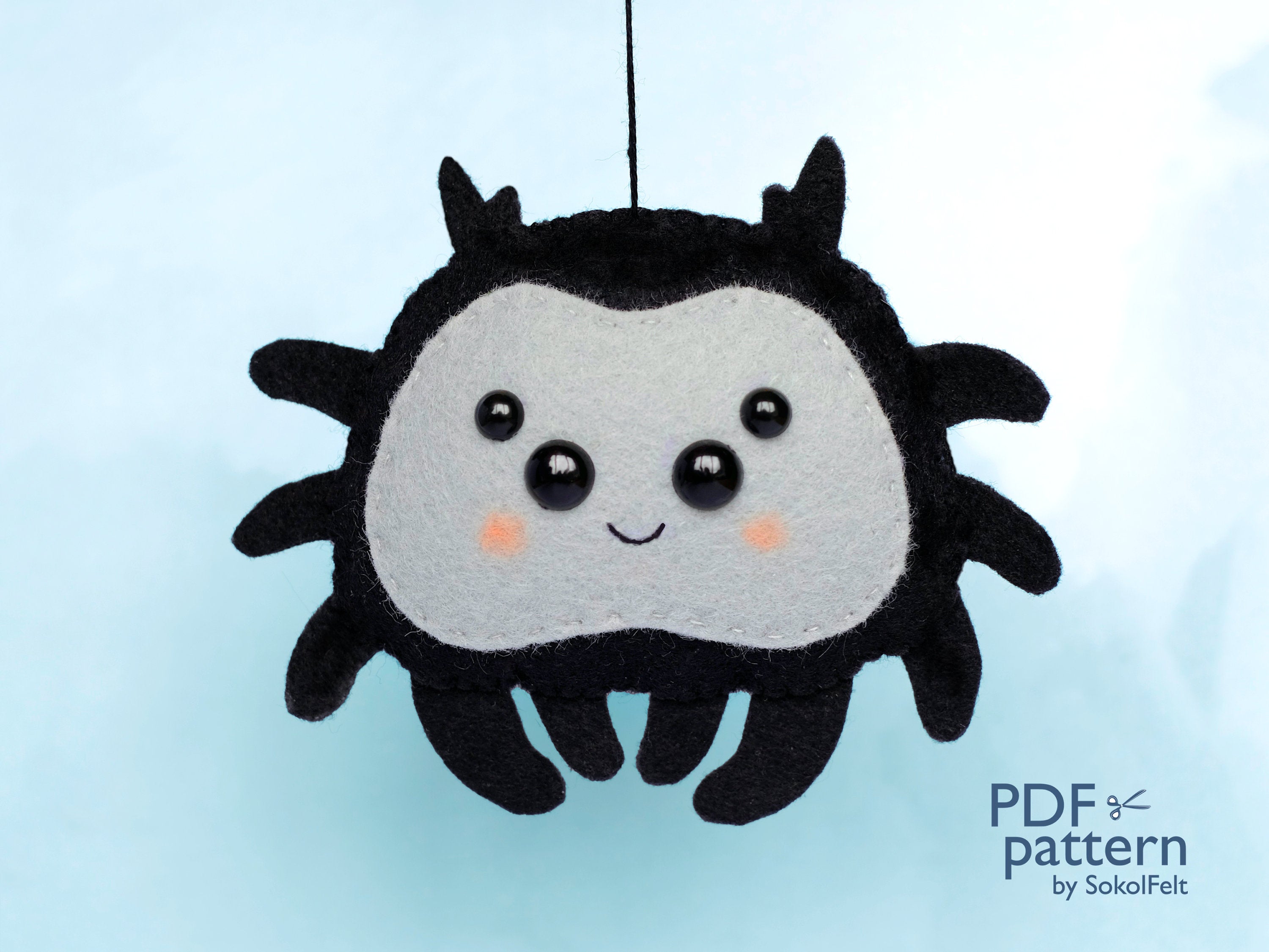 Little Spider Felt Toy Pdf And Svg Patterns, Halloween Ornament ...