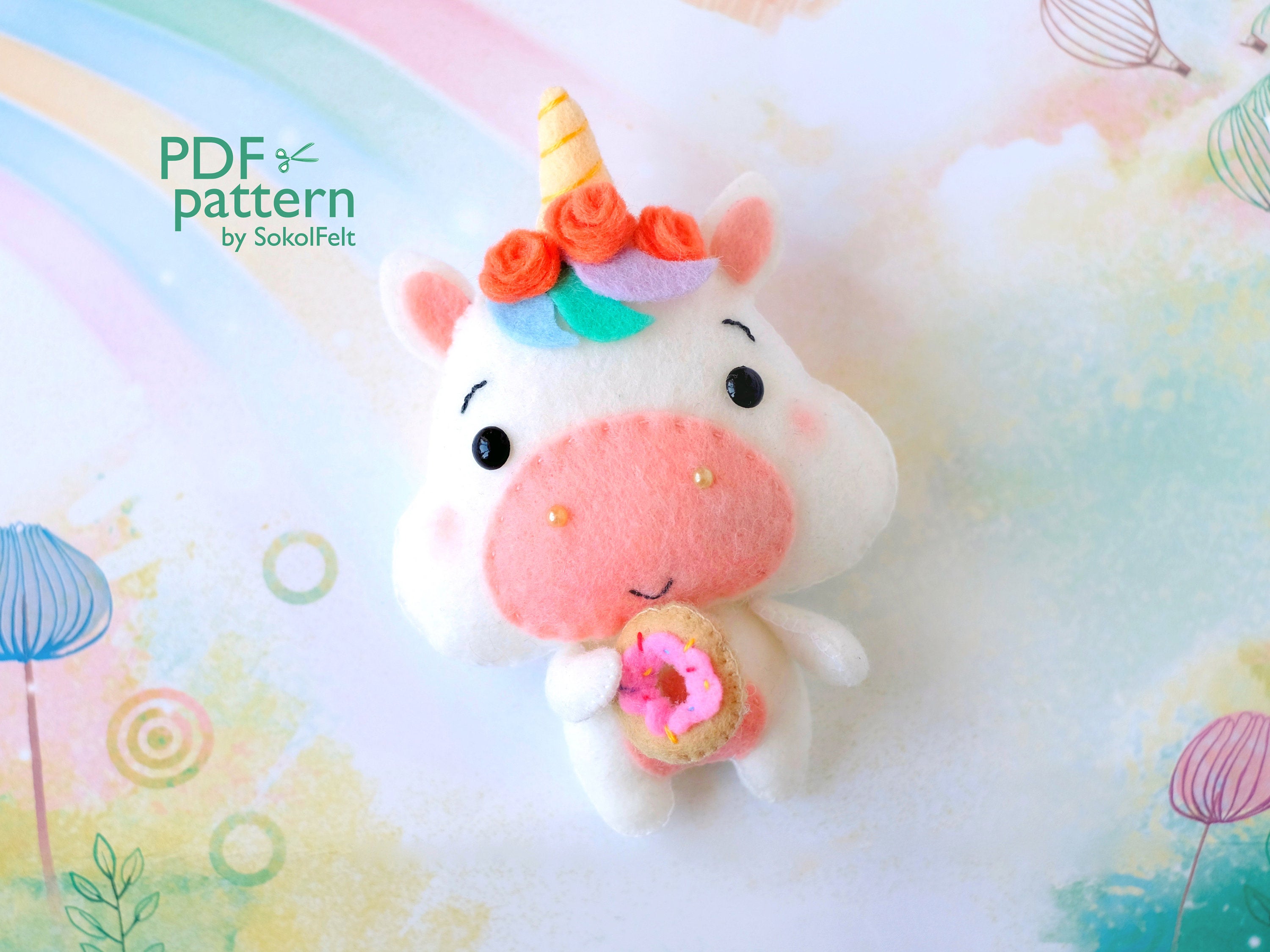 Felt Baby Unicorn Toy Pdf And Svg Pattern, Chubby Unicorn Sewing ...
