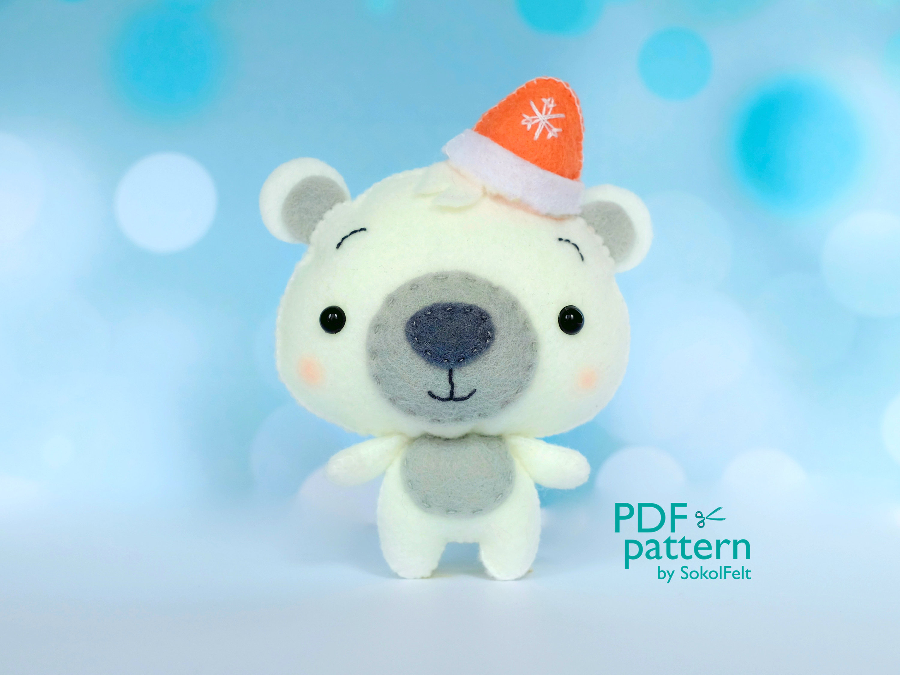 Polar Bear Toy PDF Pattern, Felt Arctic White Bear Sewing Digital ...
