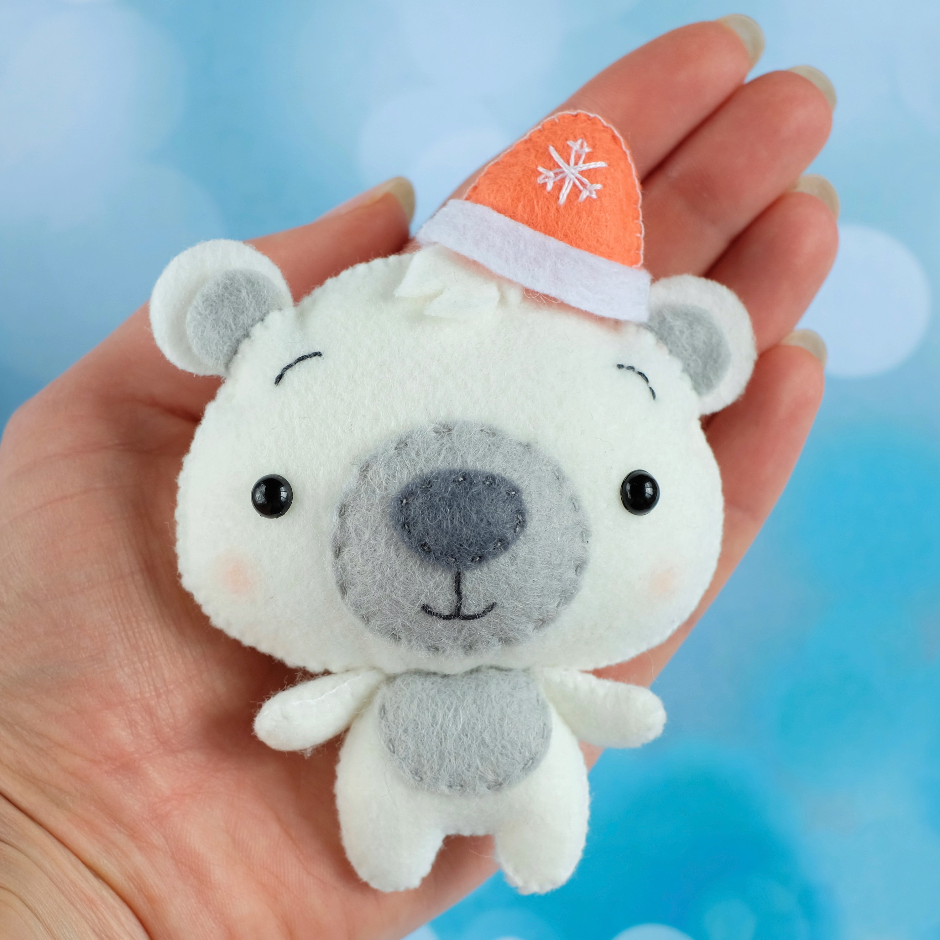 Polar Bear Toy PDF Pattern, Felt Arctic White Bear Sewing Digital ...