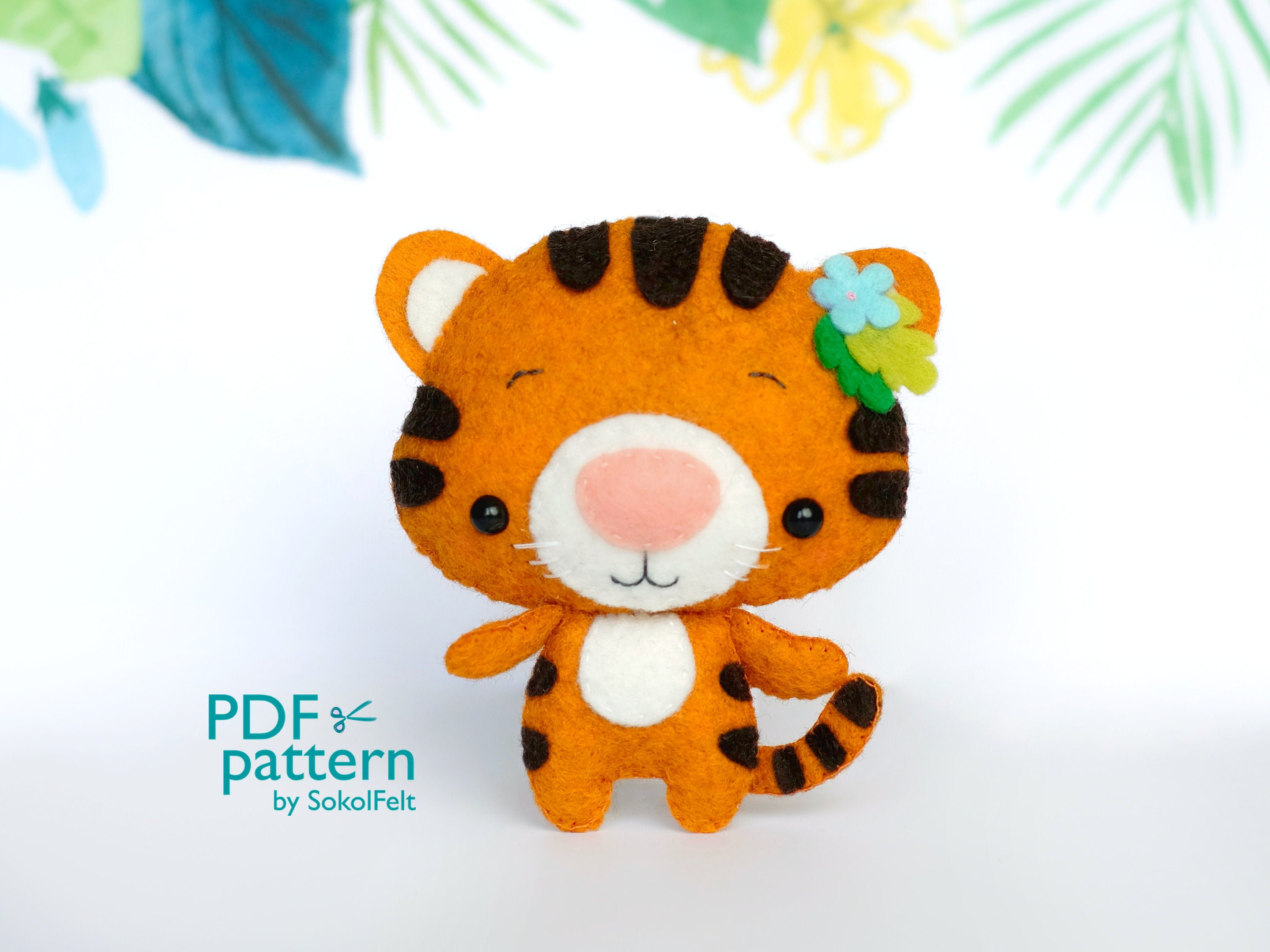 Felt Baby Tiger Toy Sewing Pdf And Svg Pattern, Jungle Safari Animal ...