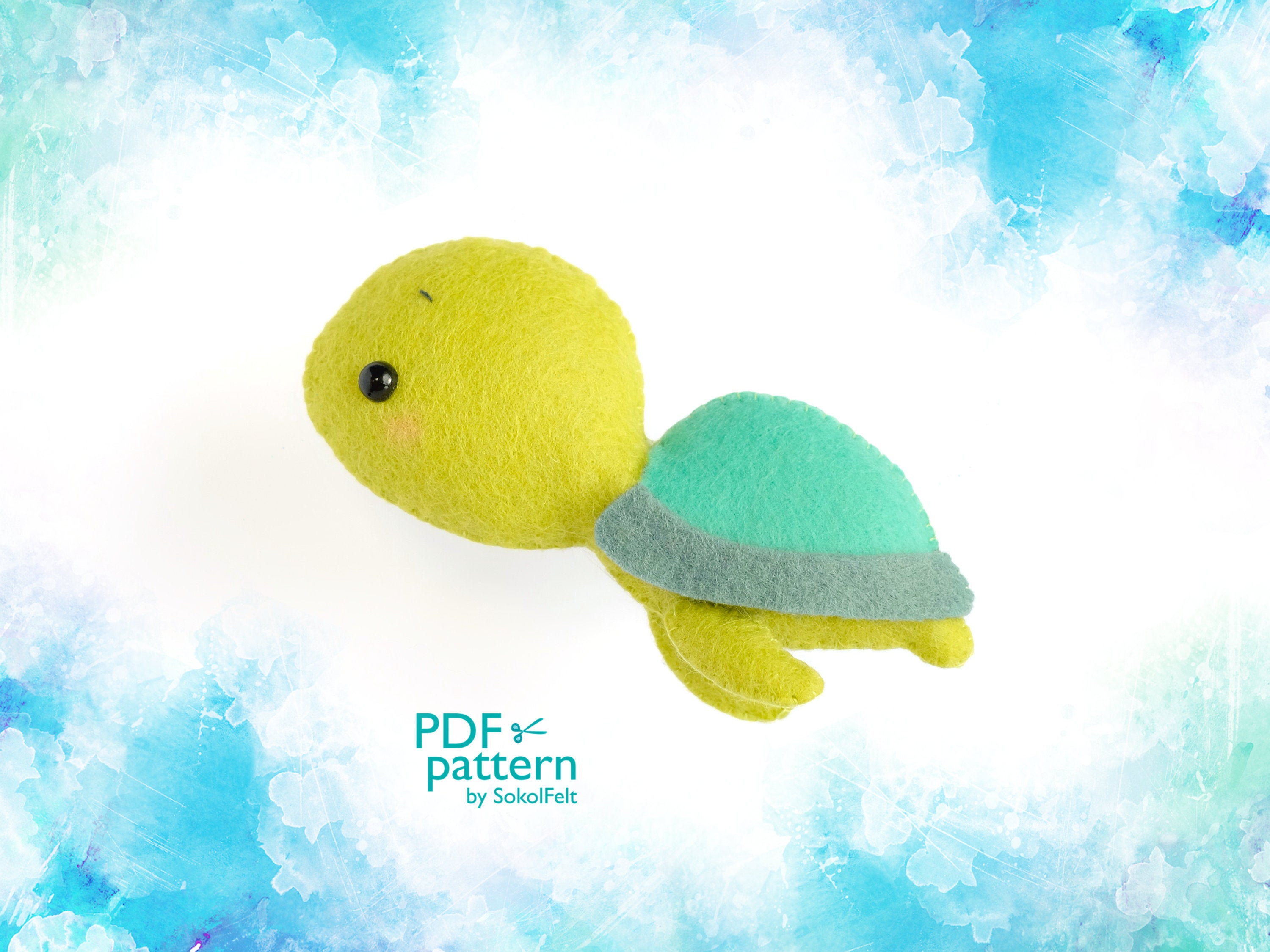Sea Turtle Toy Sewing Pdf Pattern, Felt Sea Ocean Animal Sewing ...