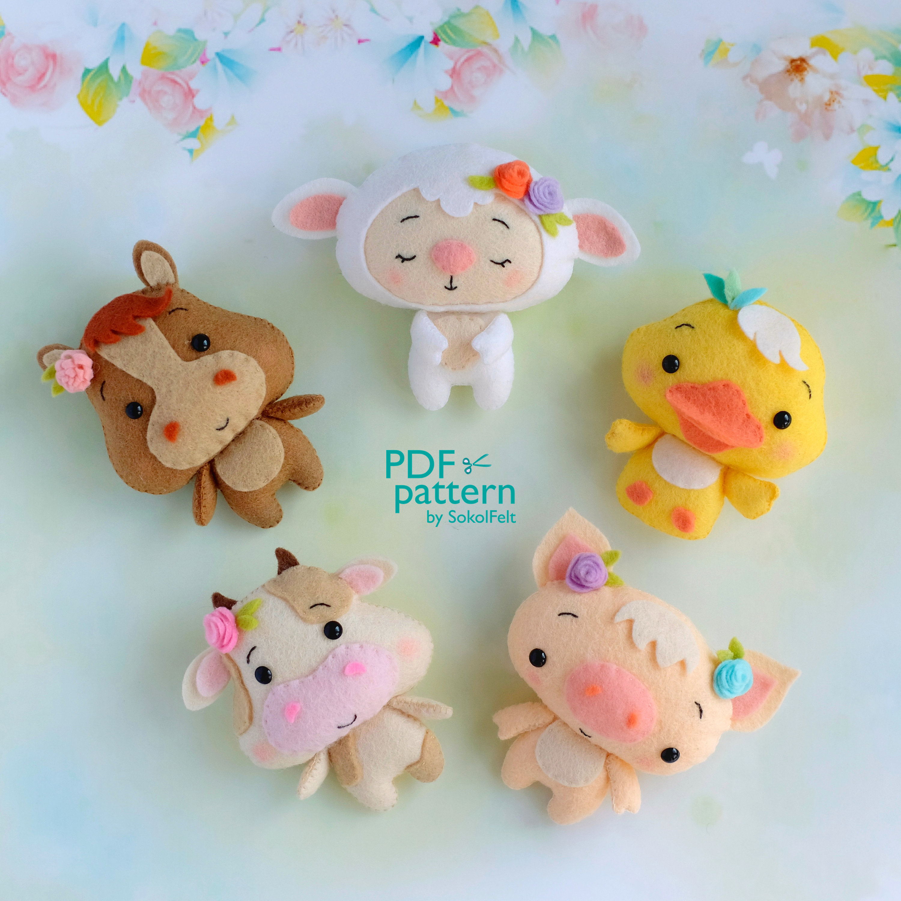 Felt Baby Duck Toy Sewing Pdf Pattern, Cute Farm Animal, Felt Duckling ...