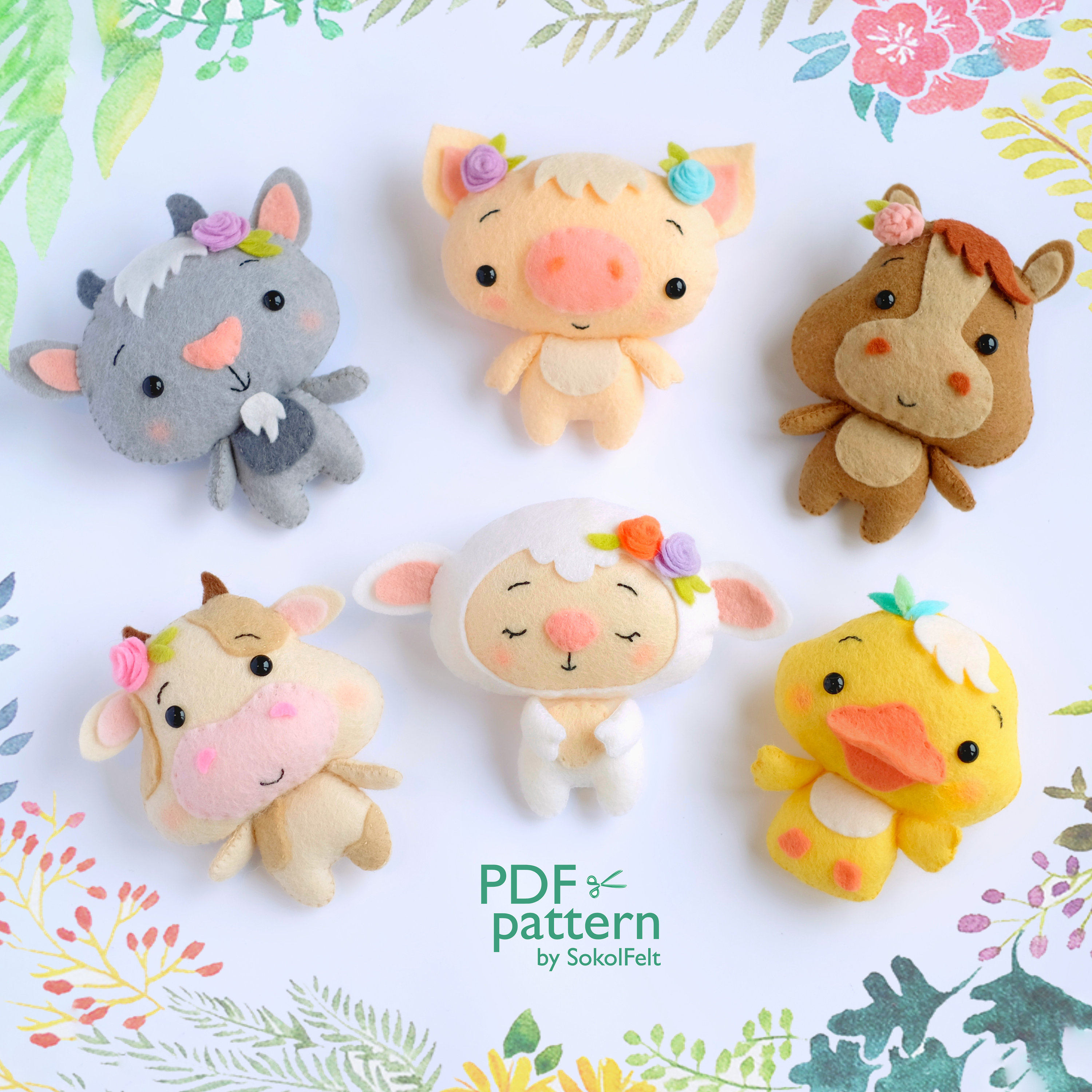 Felt Baby Duck Toy Sewing Pdf Pattern, Cute Farm Animal, Felt Duckling ...