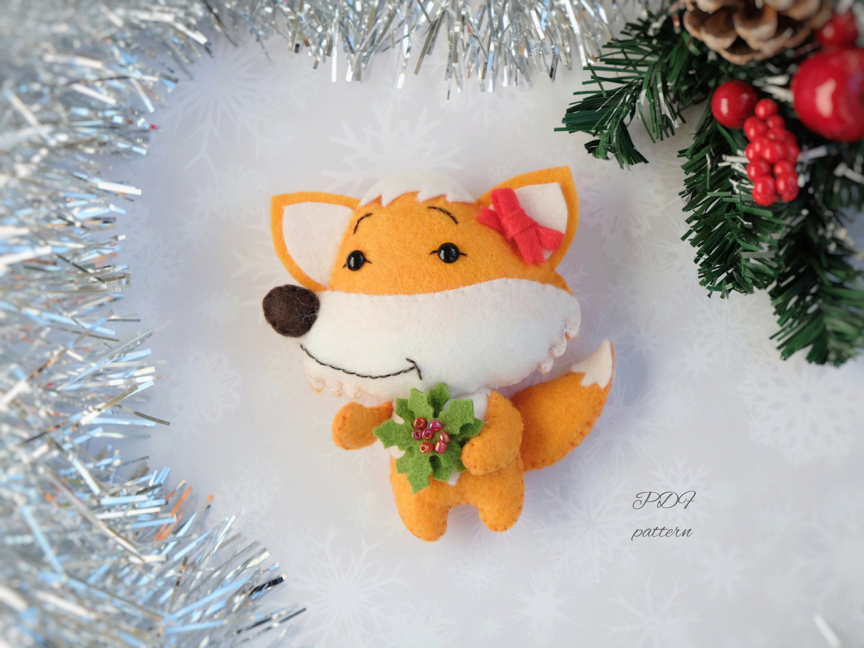 Felt Fox Toy Sewing Pdf Pattern, Diy Fox Ornament, Woodland Animal ...