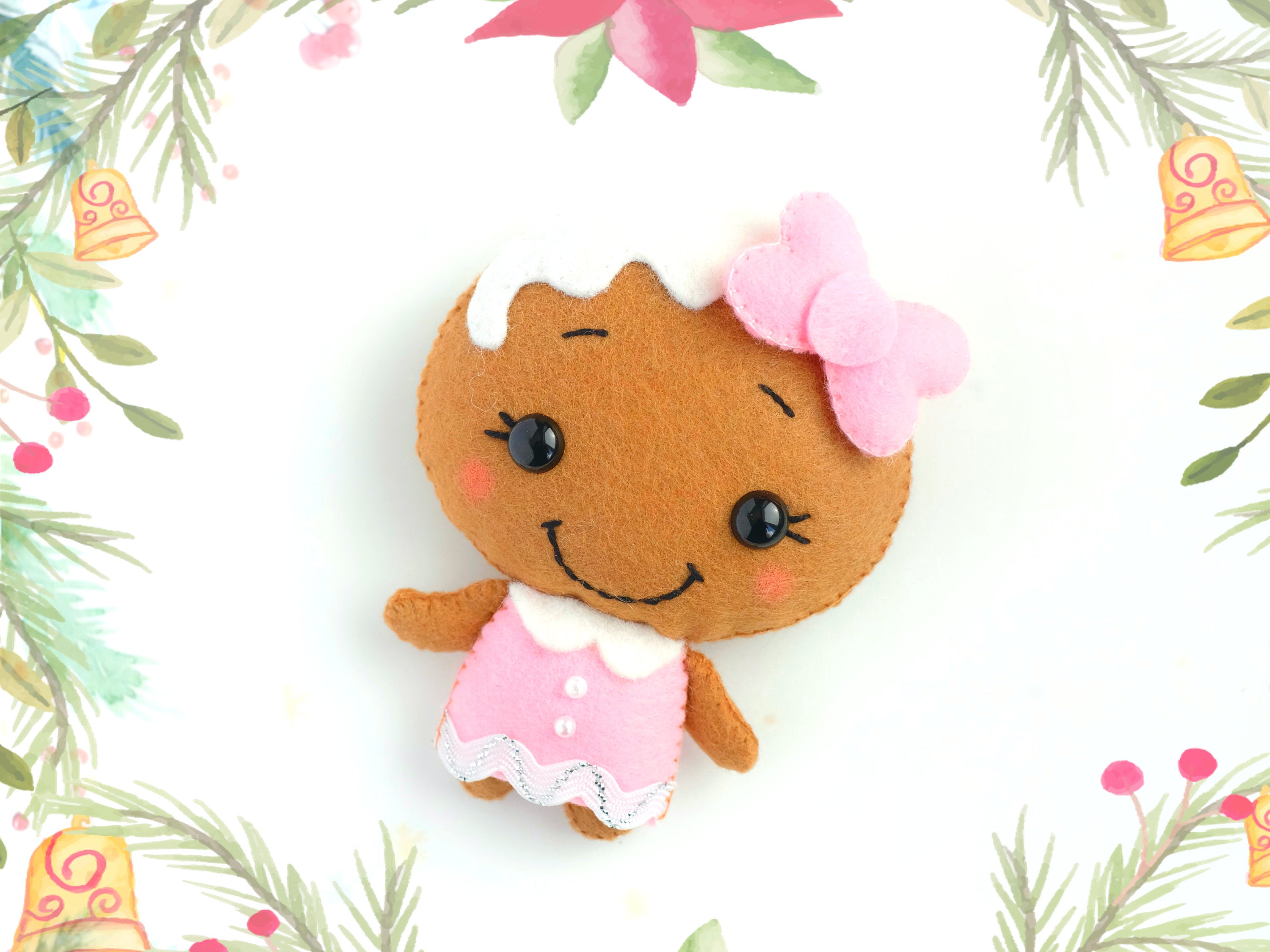 Felt Mrs. Gingerbread Toy Pdf Pattern, Christmas Gingerbread Man Sewing ...