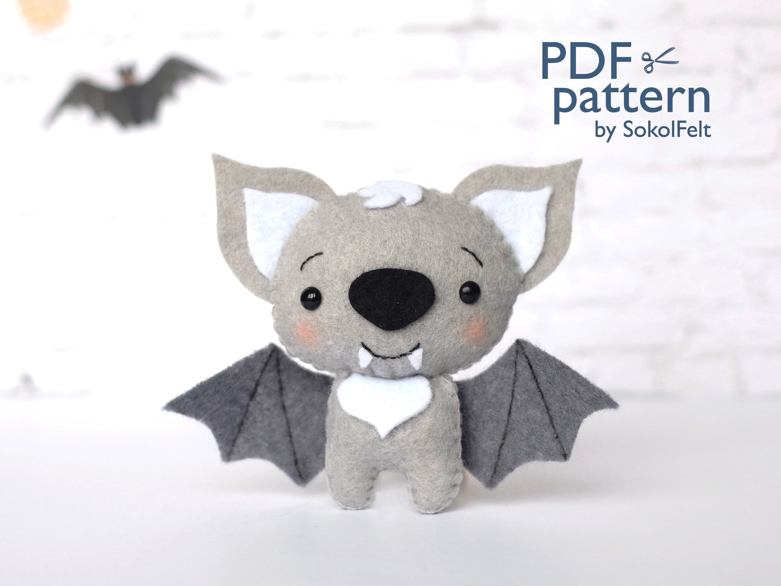 Felt Bat Toy Sewing Pdf Pattern, Diy Halloween Ornament, Felt Bat ...