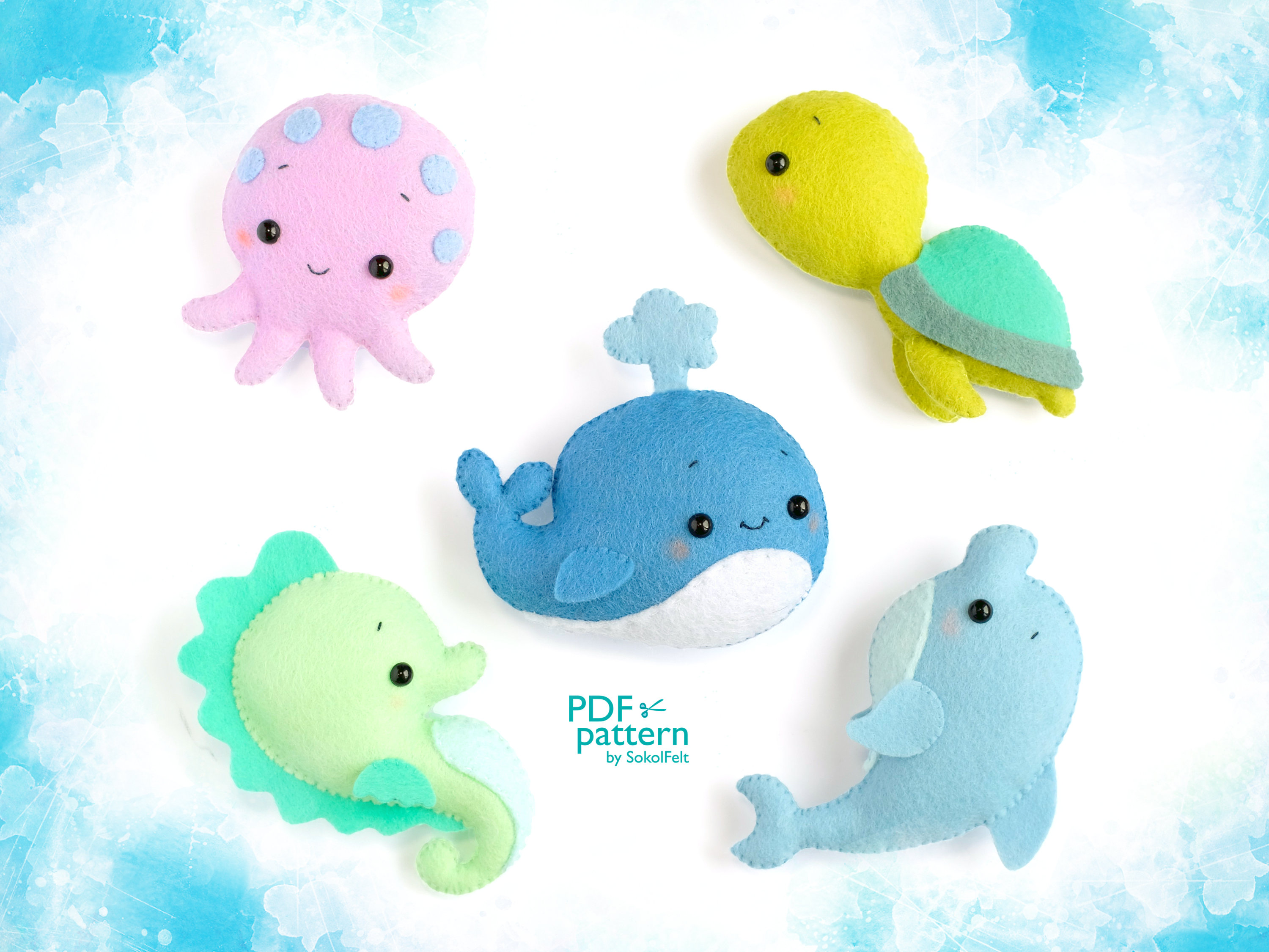 Dolphin Toy Sewing Pdf Pattern, Felt Sea Ocean Animal Sewing Tutorial ...