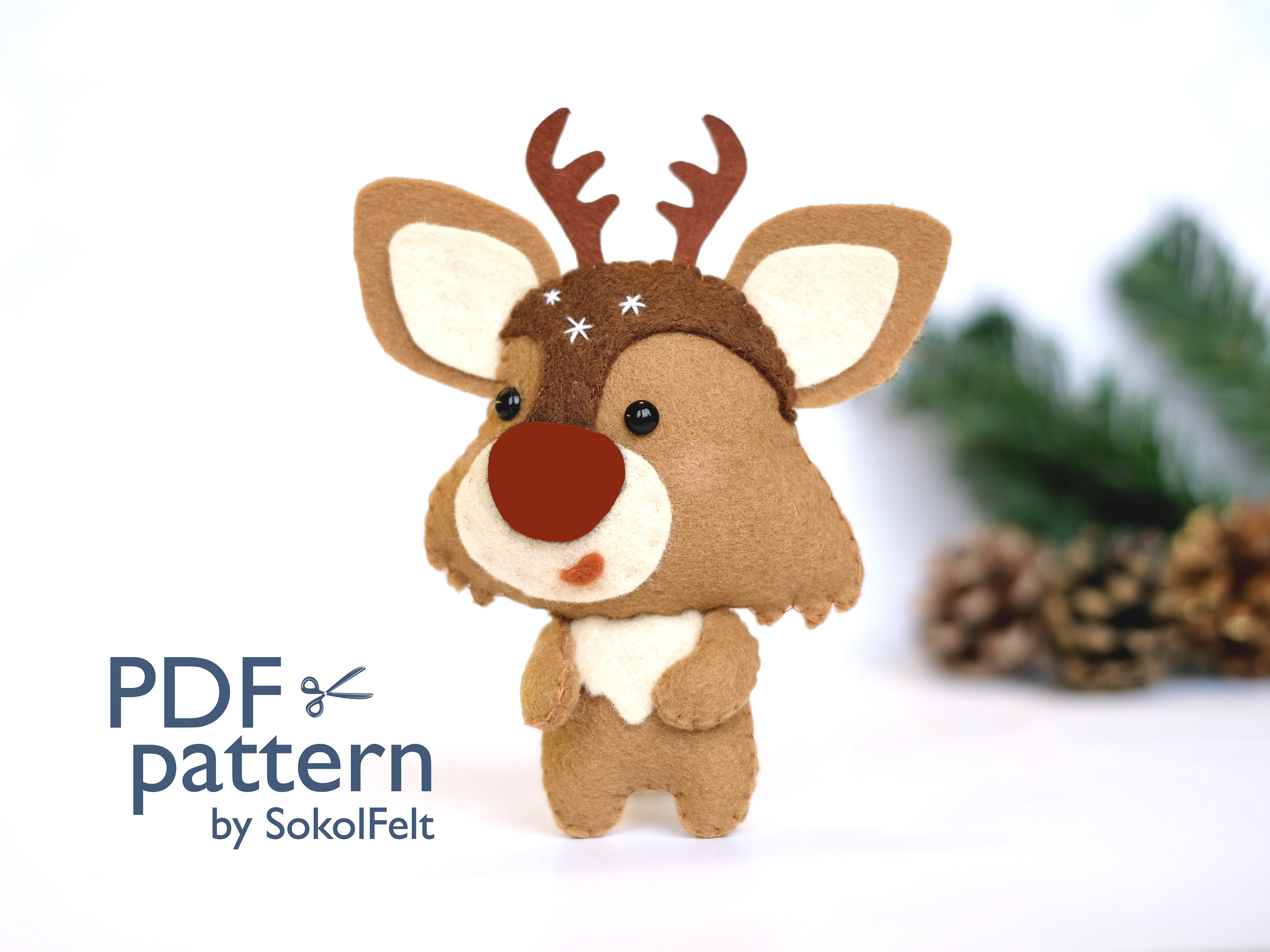Felt Reindeer Toy Sewing Pdf Pattern, Felt Reindeer Ornament, Felt ...