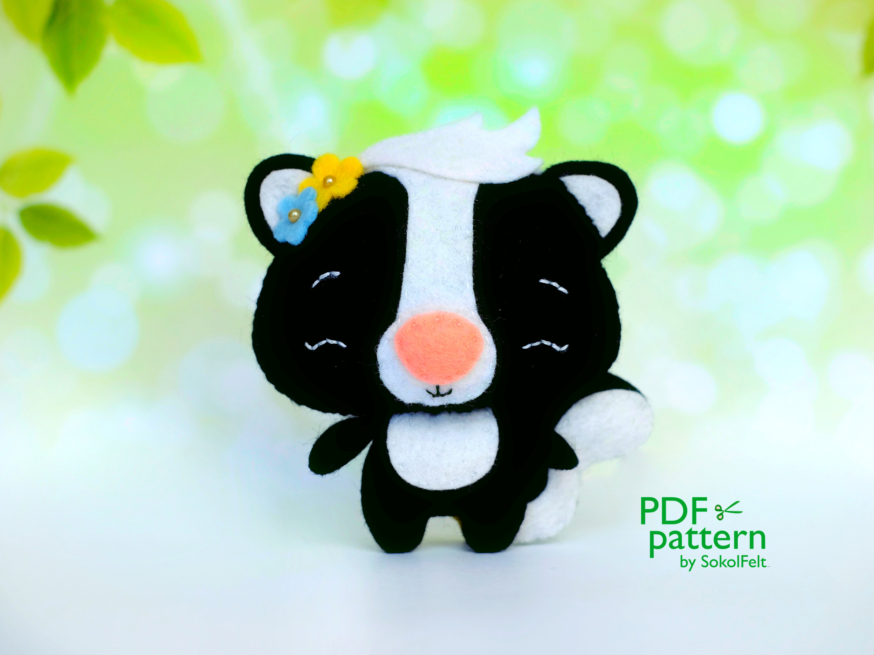 Skunk Pdf Pattern, Felt Woodland Animal Plush Toy Sewing Tutorial, Baby ...